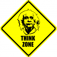 Think Zone "Einstein" metal sign - Yellow sign w/ black lettering - 24/ ...