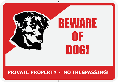 Rottweiler Beware of Dog! Private Property No Trespassing - 24/7 Sign